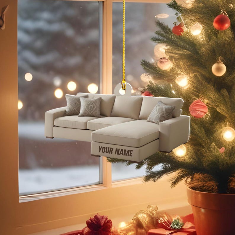 Personalized Sofa Ornament, Custom Name Couch Ornament, Couch Christmas ...