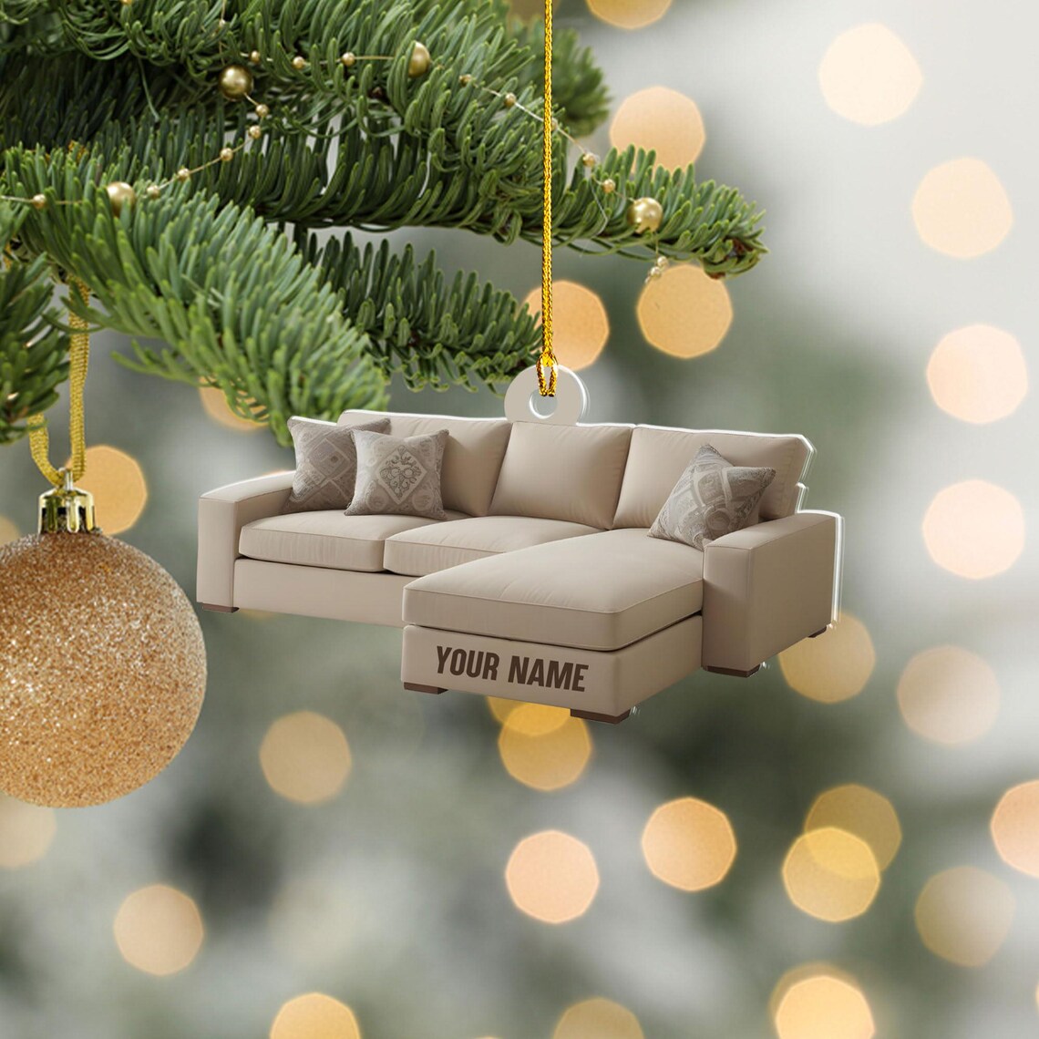 Personalized Sofa Ornament, Custom Name Couch Ornament, Couch Christmas ...