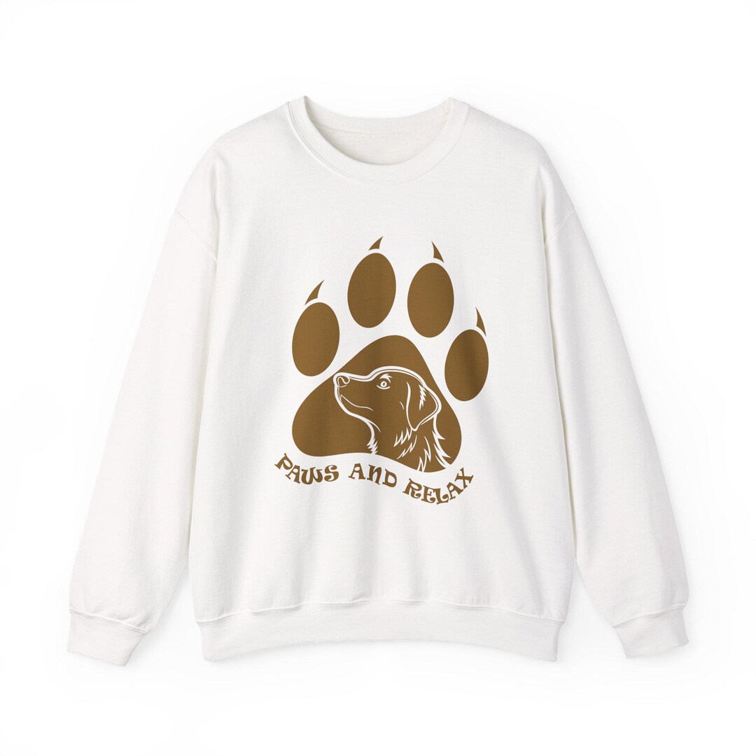 Cozy Dog Paw Print Sweatshirt: Paws and Relax Crewneck - Etsy