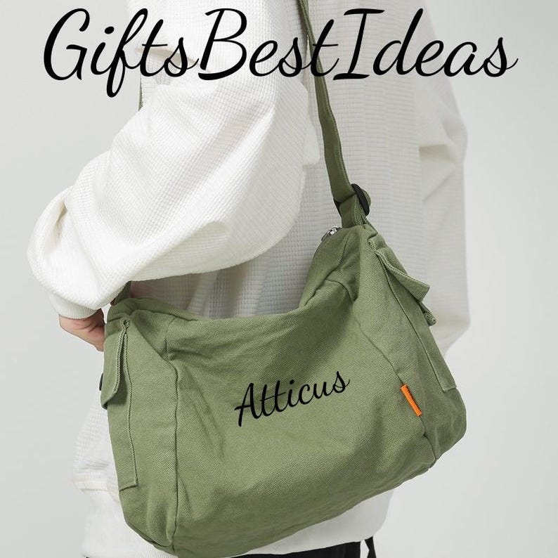 Unisex Minimalist Canvas Crossbody Bag, Crossbody School Bag ...