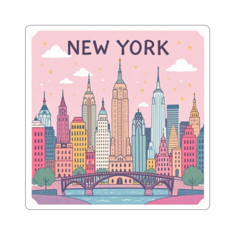 New York City Kiss-cut Stickers, Cute Laptop Decals, Cityscape Decor ...