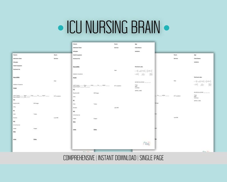ICU Nurse Report Sheet | Critical Care Nursing Brain (PDF) - Etsy