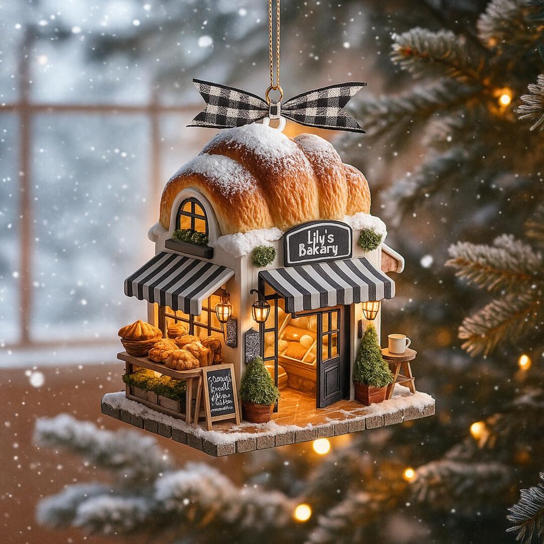Custom 2D Acrylic Bakery Christmas Ornament – Elegant Patisserie Decor ...