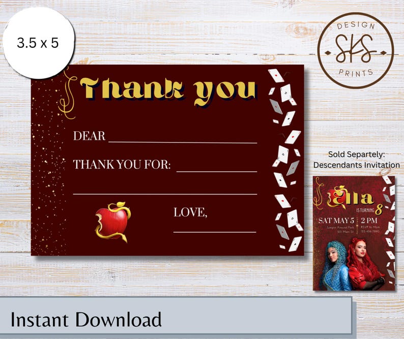 Descendants | Rise of Red | Thank You Card - Etsy