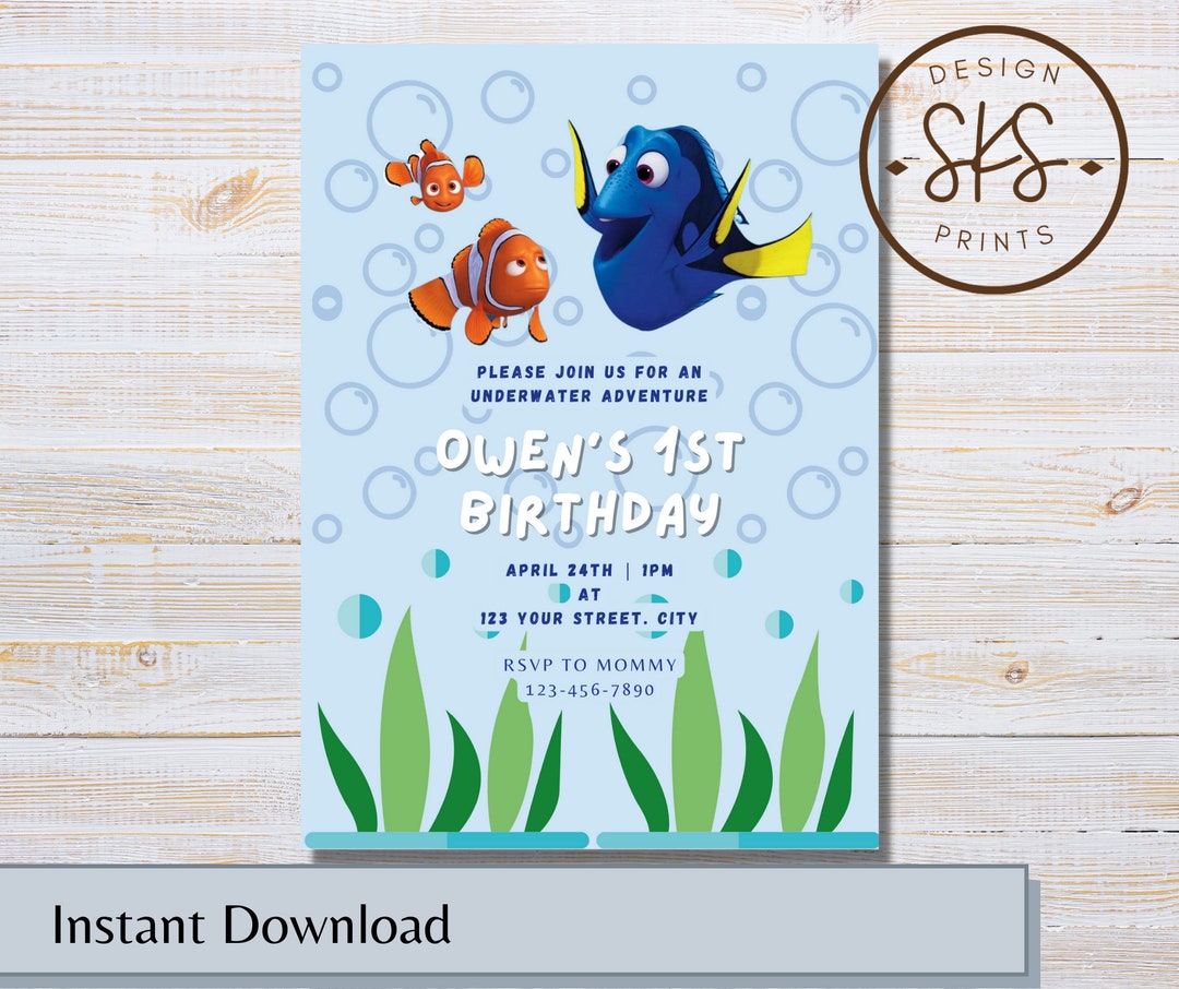 UPDATED | Customizable Finding Nemo Party Invitation | Finding Dory ...