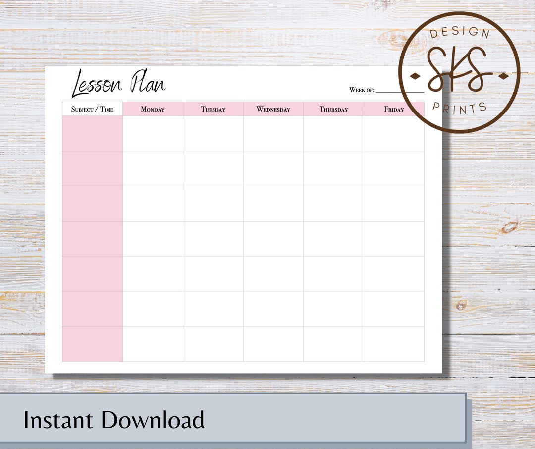 Minimalist Lesson Plan | Weekly Lesson Overview | Printable 8x11 - Etsy
