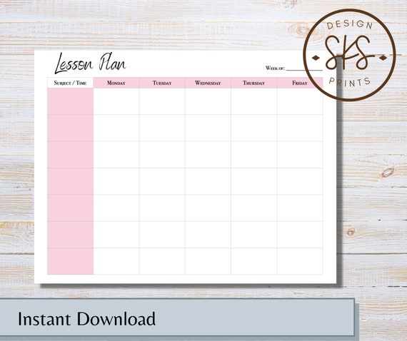 Minimalist Lesson Plan Weekly Lesson Overview Printable - Etsy
