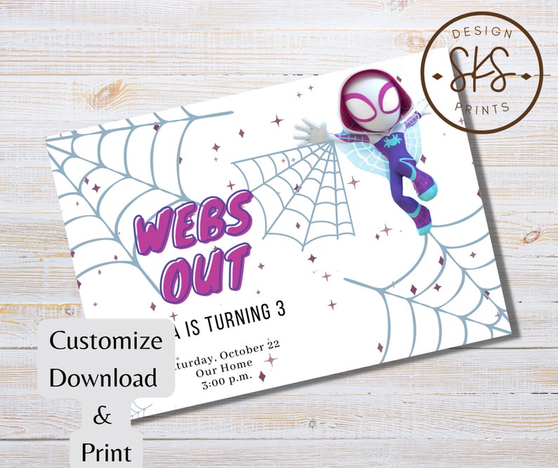 Ghost Spider Birthday Invitation: Spidey and Friends (instant Download ...