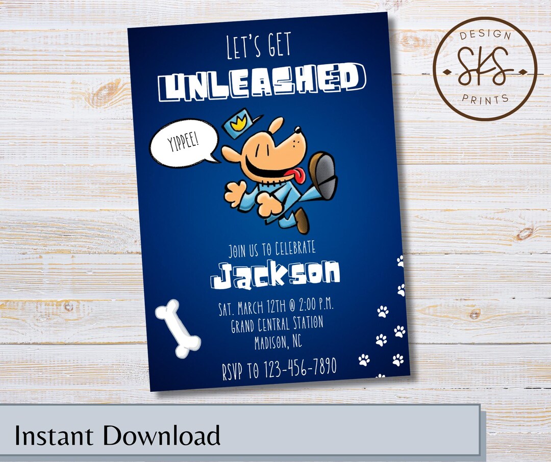 Dog Man| Unleashed | Birthday Invitation - Etsy