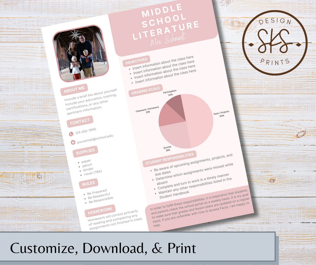 Customizable Syllabus | Meet the Teacher | Teacher Syllabus - Etsy