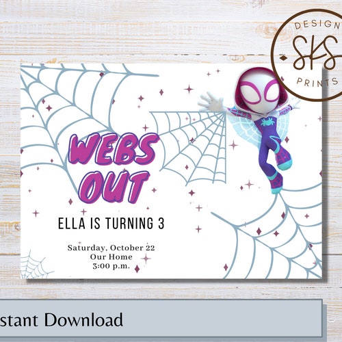 Ghost Spider Birthday Invitation Spidey and His Amazing - Etsy