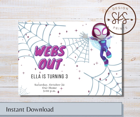 Ghost Spider Birthday Invitation Spidey and His Amazing - Etsy