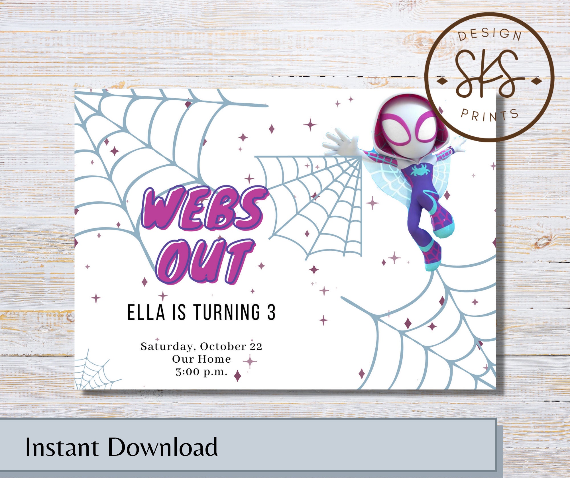 Ghost Spider Birthday Invitation: Spidey and Friends (instant Download ...