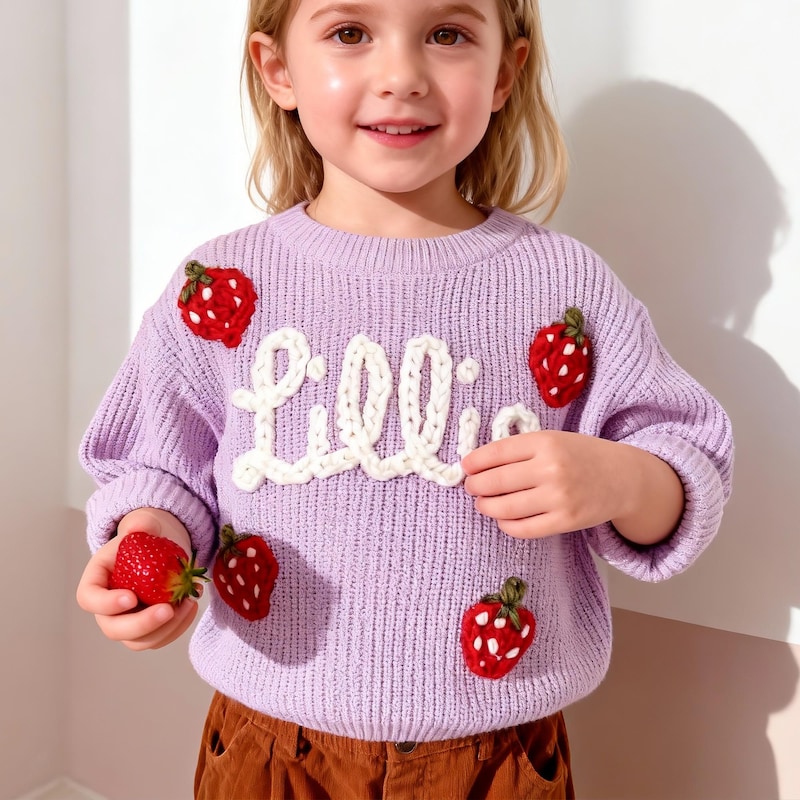 Girls Strawberry Jumper - Etsy