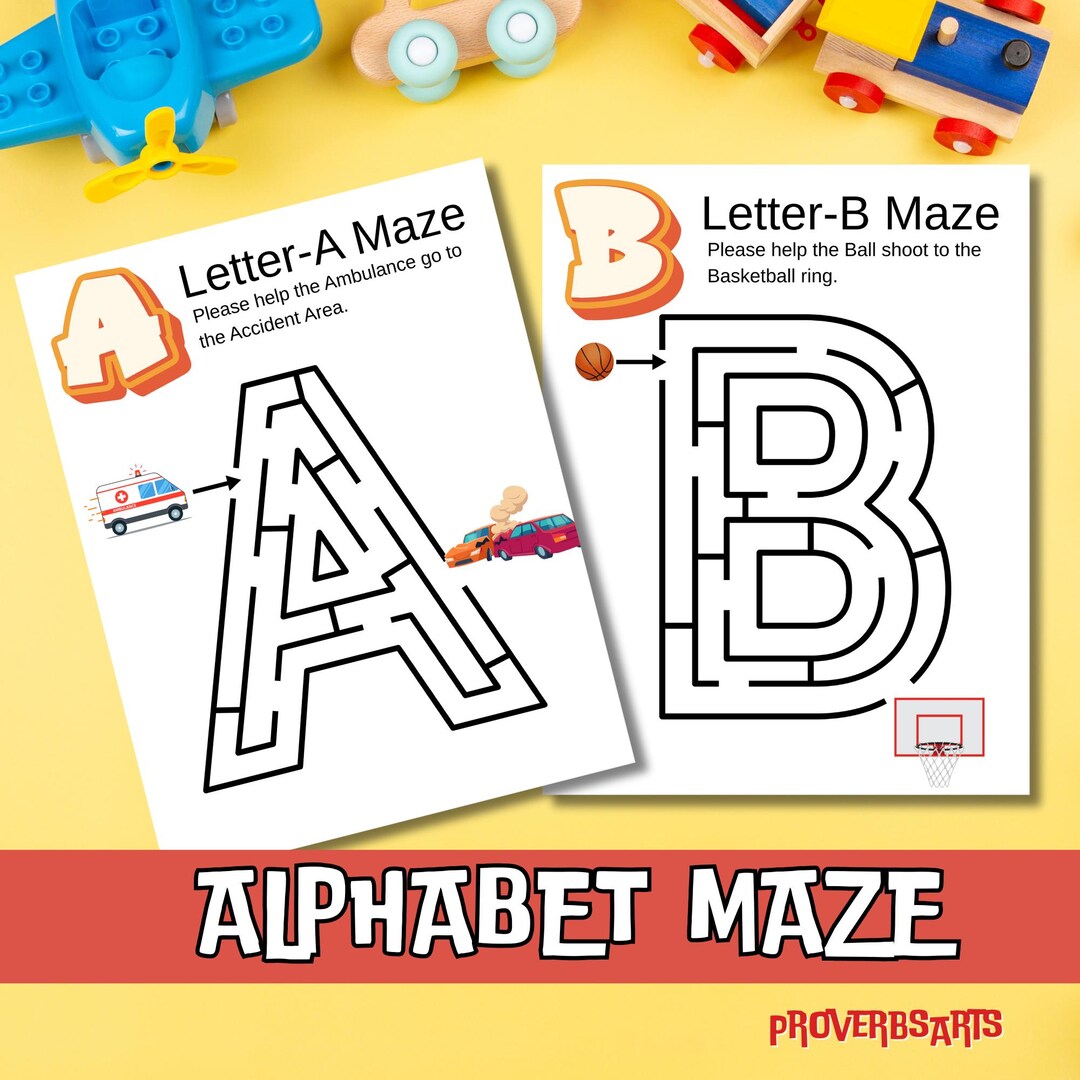 Alphabet Maze Printable | Letter Recognition Activity | Preschool ...