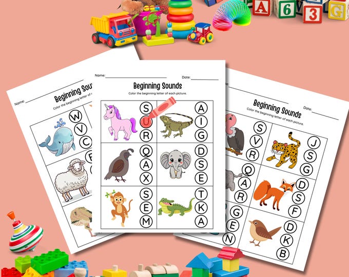 Beginning Sounds Printable Activity - Etsy Canada
