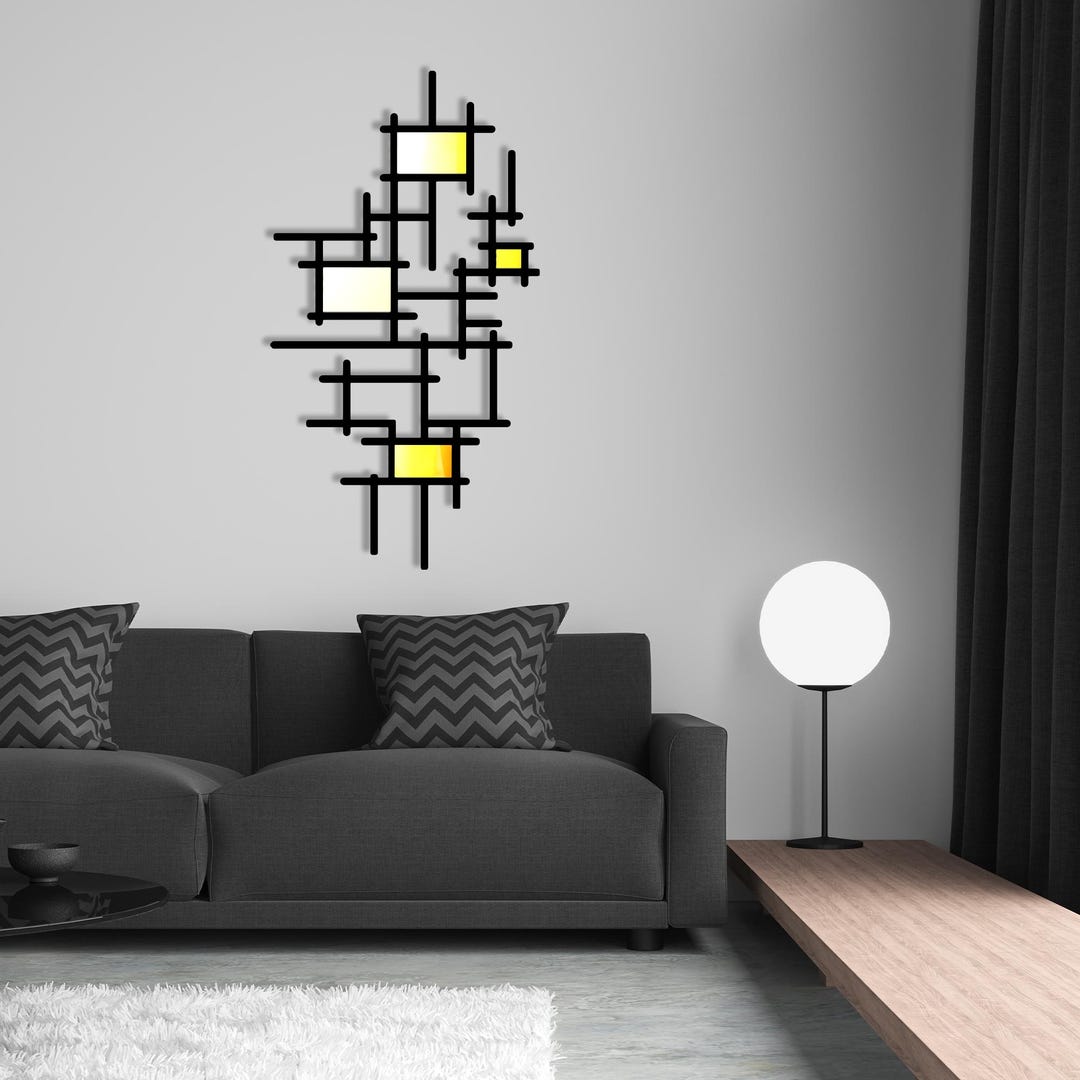 Modern Abstract Gold Plexiglass Wall Decor | Geometric Acrylic Mirror ...