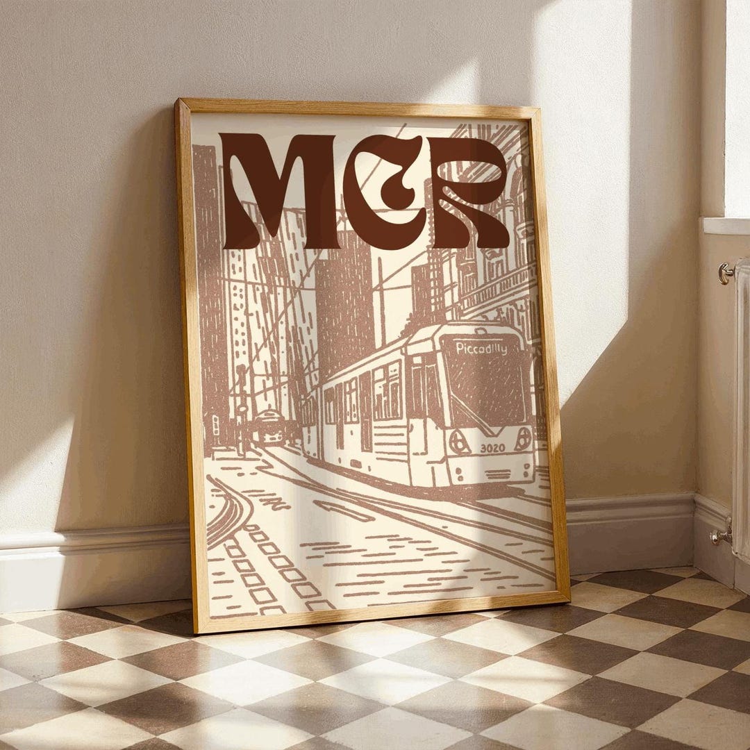 Manchester Wall Art Print – Retro City Poster, Minimalist Travel Decor ...