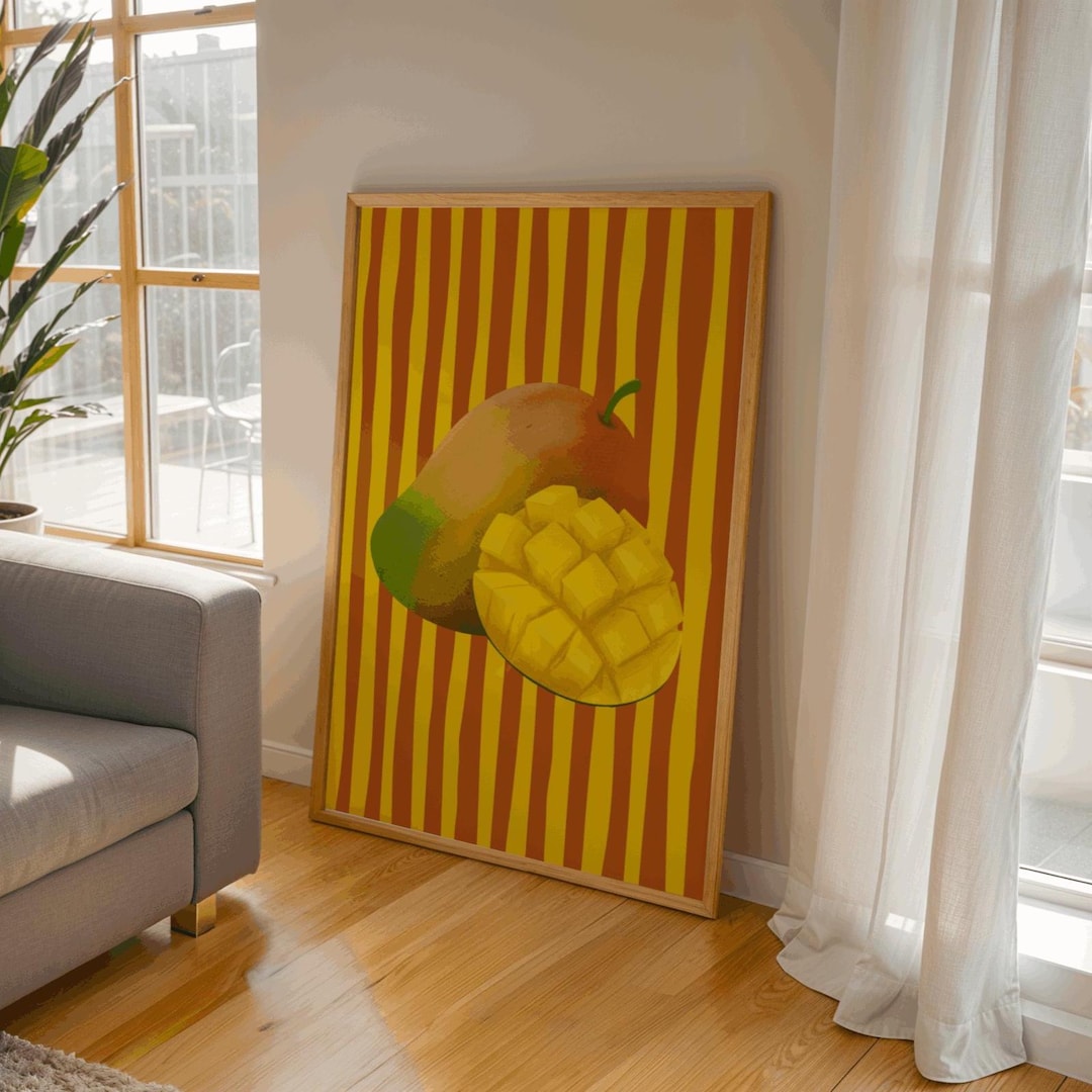 Mango Wall Art Print – Retro Fruit Poster, Kitchen Decor, Modern ...