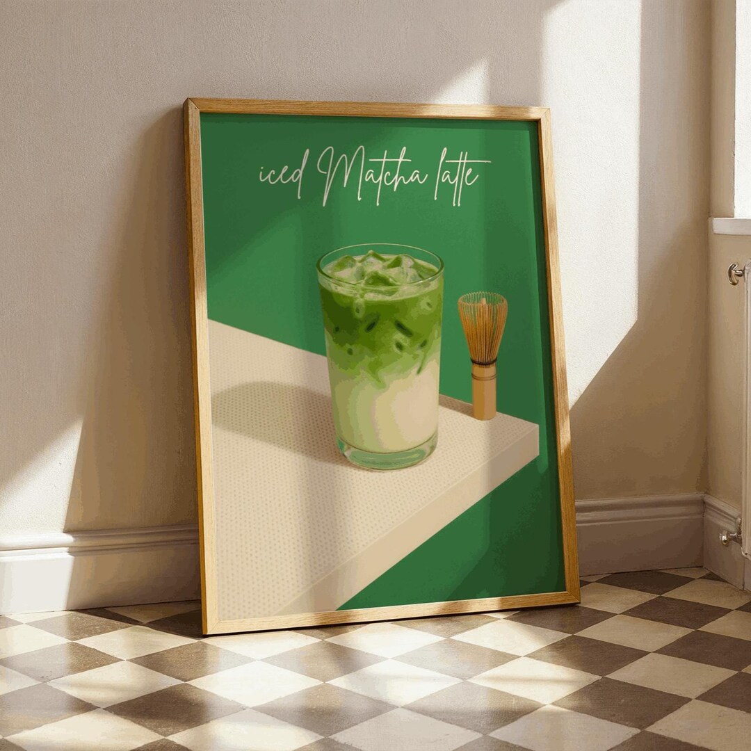 Iced Matcha Latte Poster – Japanese Green Tea Wall Art Print ...