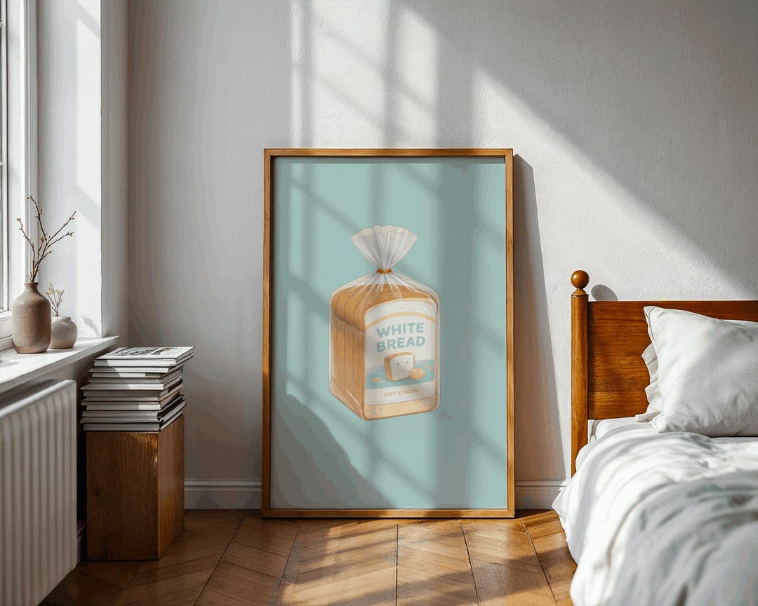 Bread Wall Art Print, Cute Kitchen Poster, Minimal Food Illustration ...