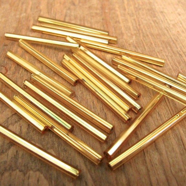 Gold Bugle Beads - Etsy