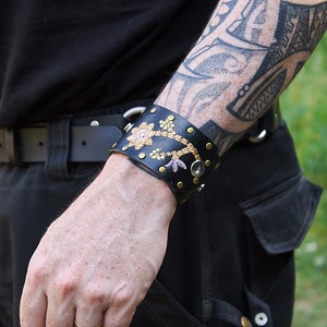 Cuff Bracelet Embroidered Flower Pattern - Etsy