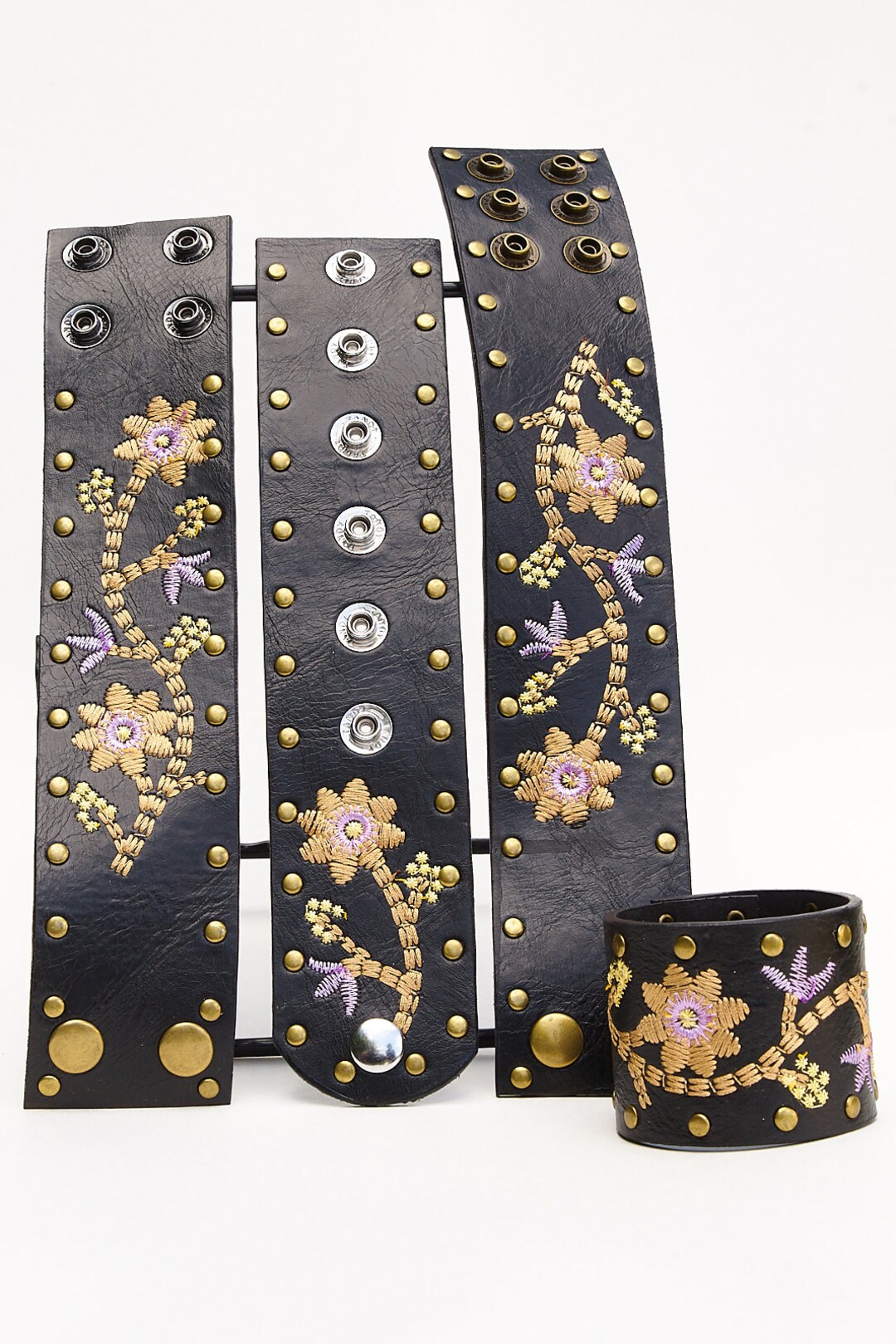 Cuff Bracelet Embroidered Flower Pattern - Etsy