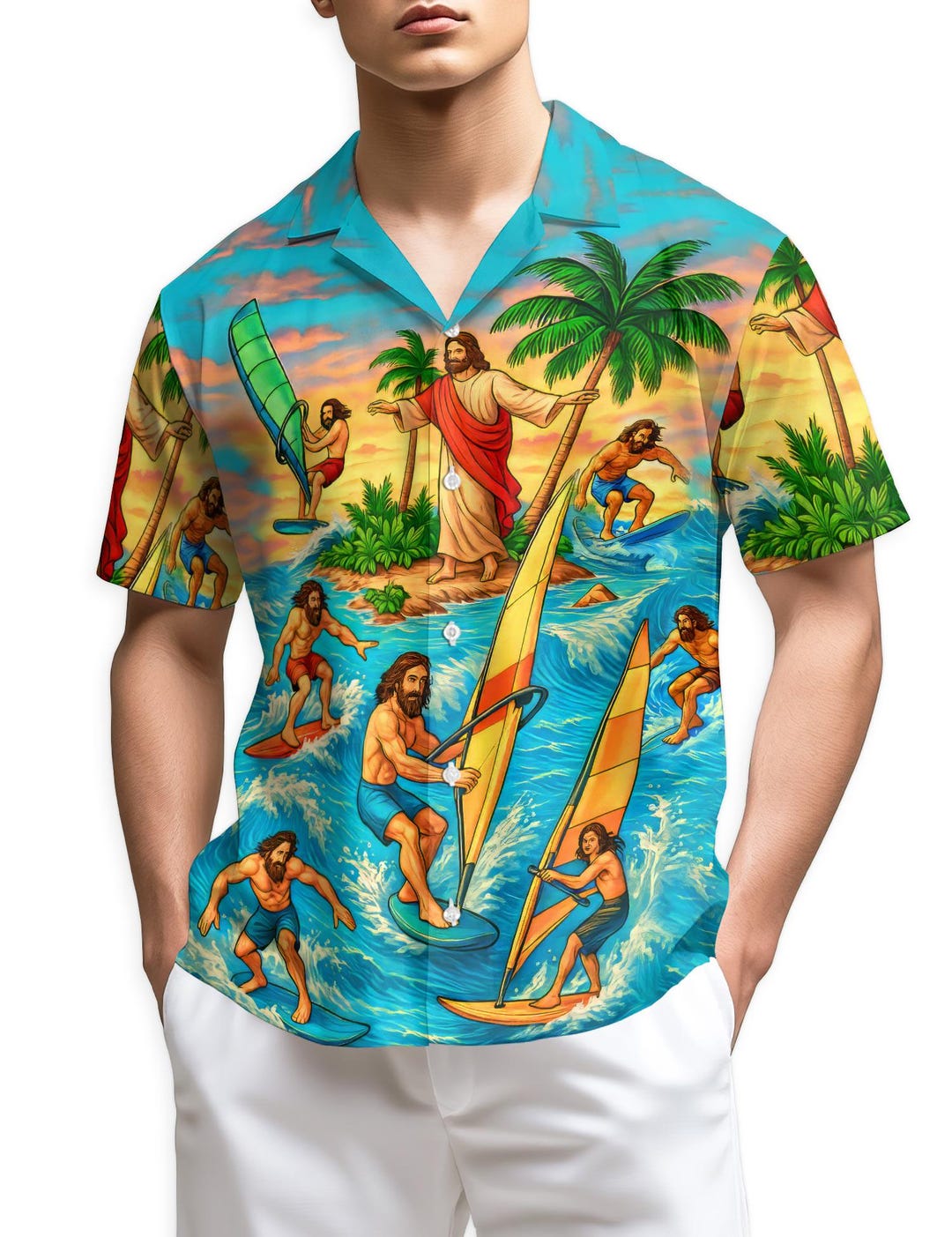 Jesus American Flag Hawaiian Shirt, Christian Patriotic Aloha Shirt ...