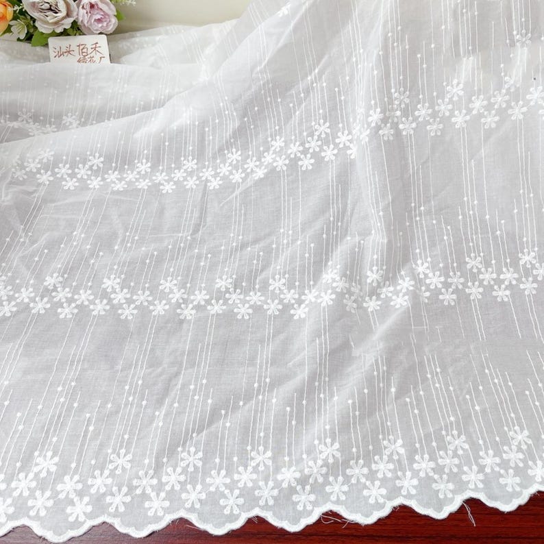Scalloped Cotton Floral Fabric,for Girl Dress, Boho Wedding Dress ...