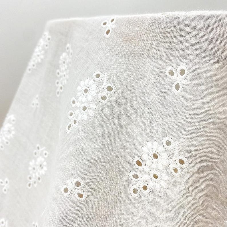 Cotton Lace Fabric off White Eyelet Scalloped Borders for Wedding Dress ...