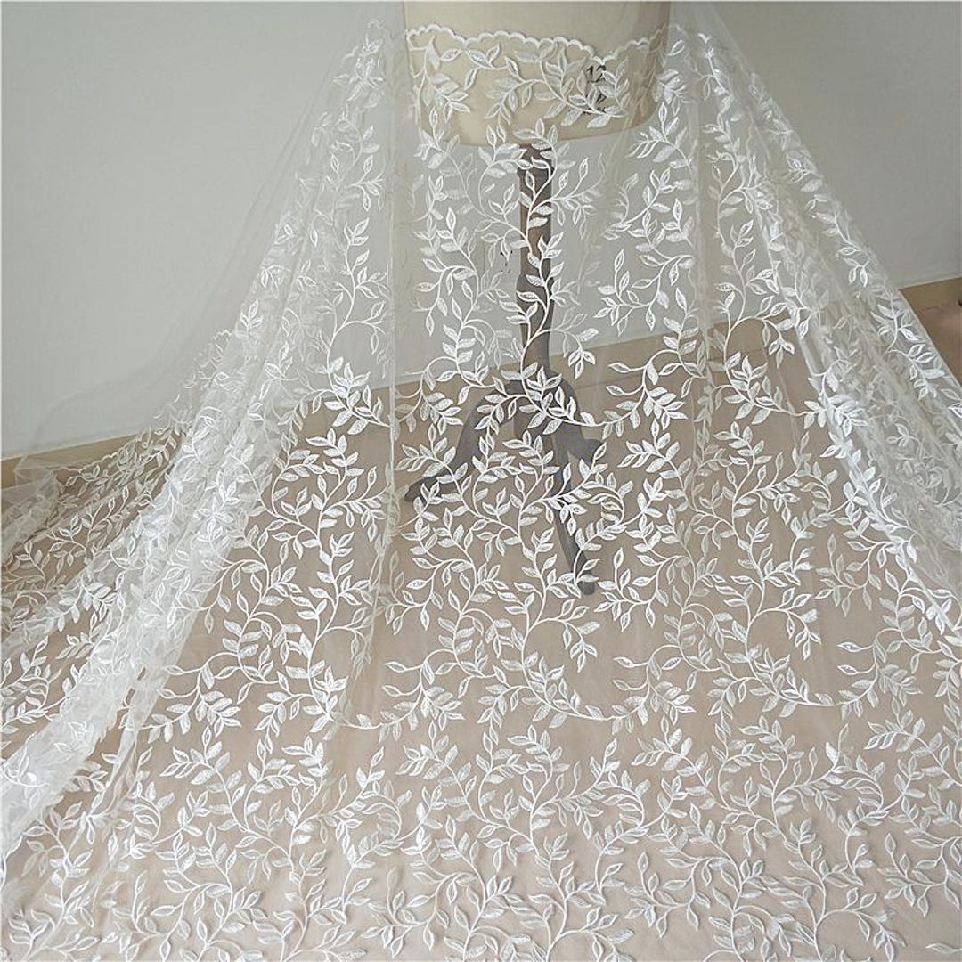 Beautiful Trailing Leaf Design Embroidered Lace Dress Fabric Beautiful ...