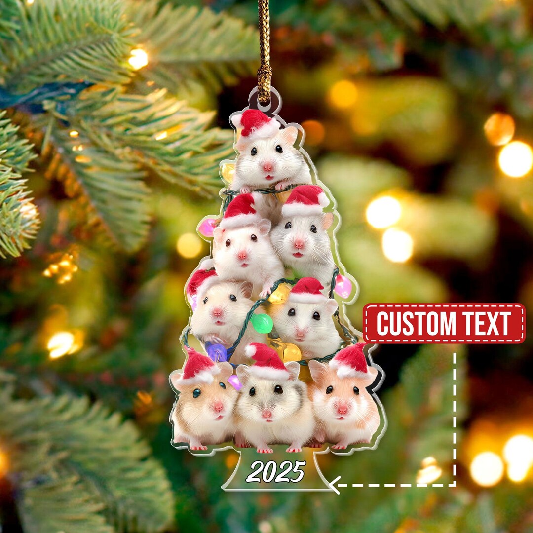 Personalized Hamster Family Ornament, Cute Mouse Christmas Ornament ...