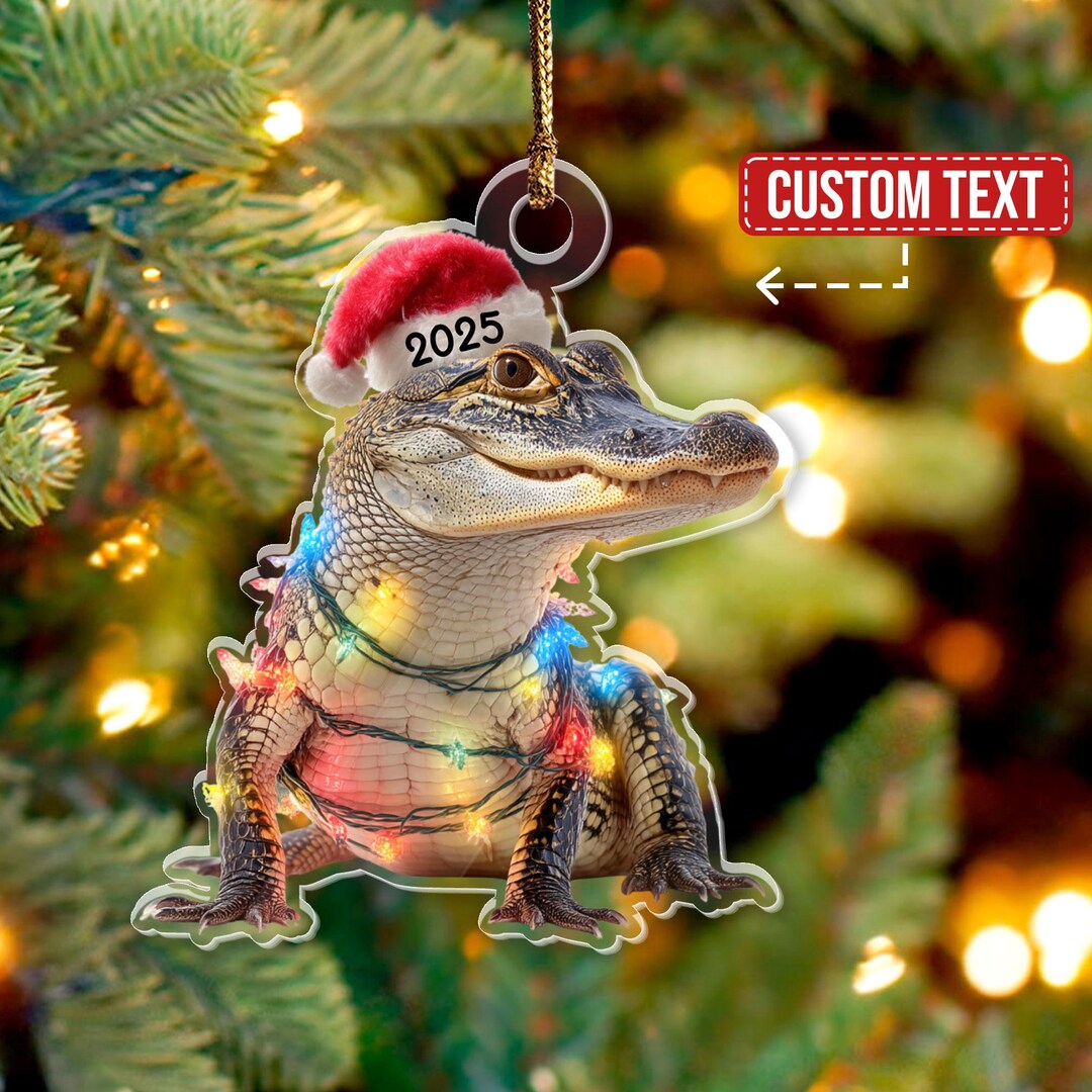 Personalized Santa Gator Ornament, Custom Christmas Alligator Decor ...