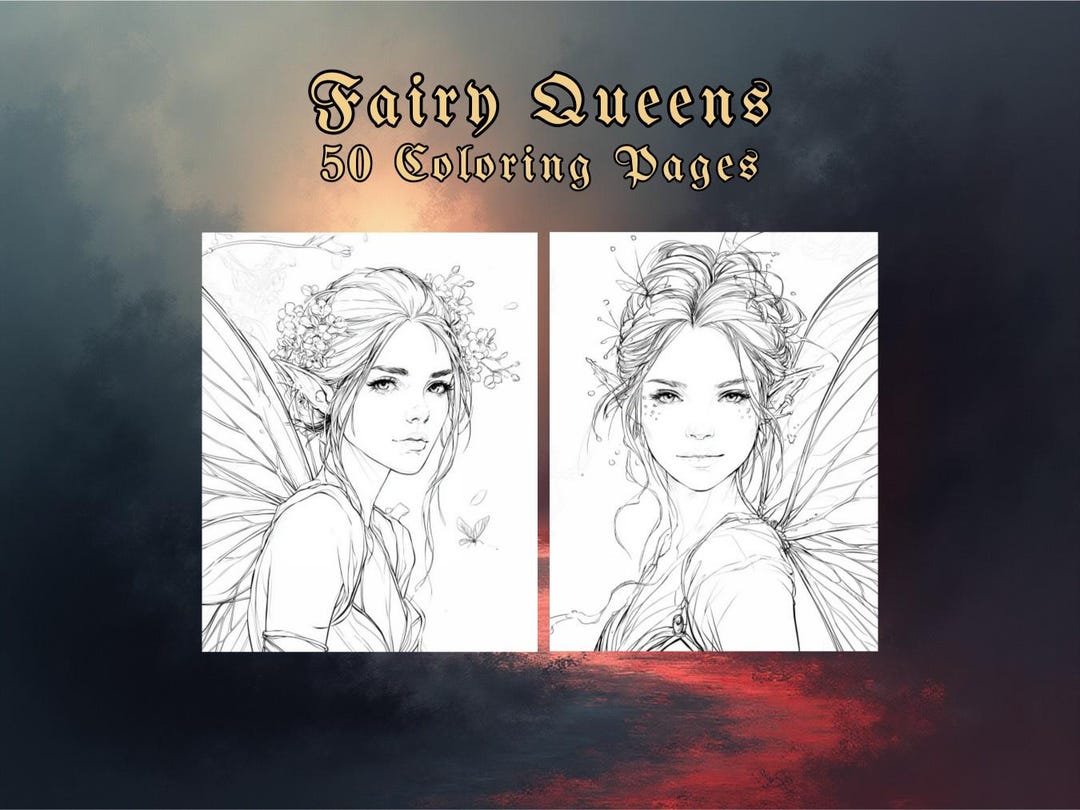 Fairy Queens – Enchanting Fantasy Portraits | Adult Coloring Pages ...