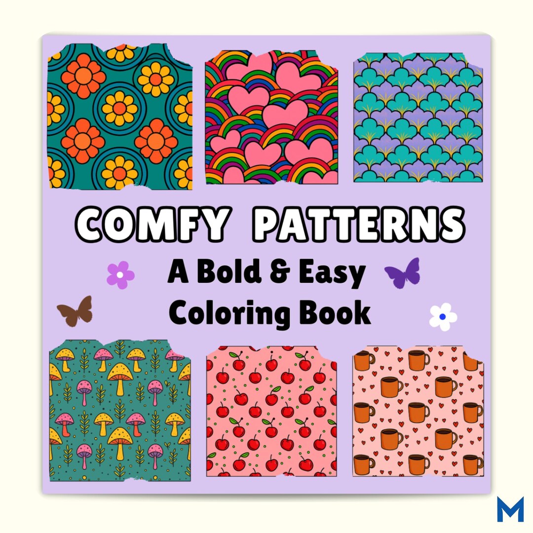 Comfy Patterns Coloring Pages | Bold Easy Relaxing Designs - Etsy