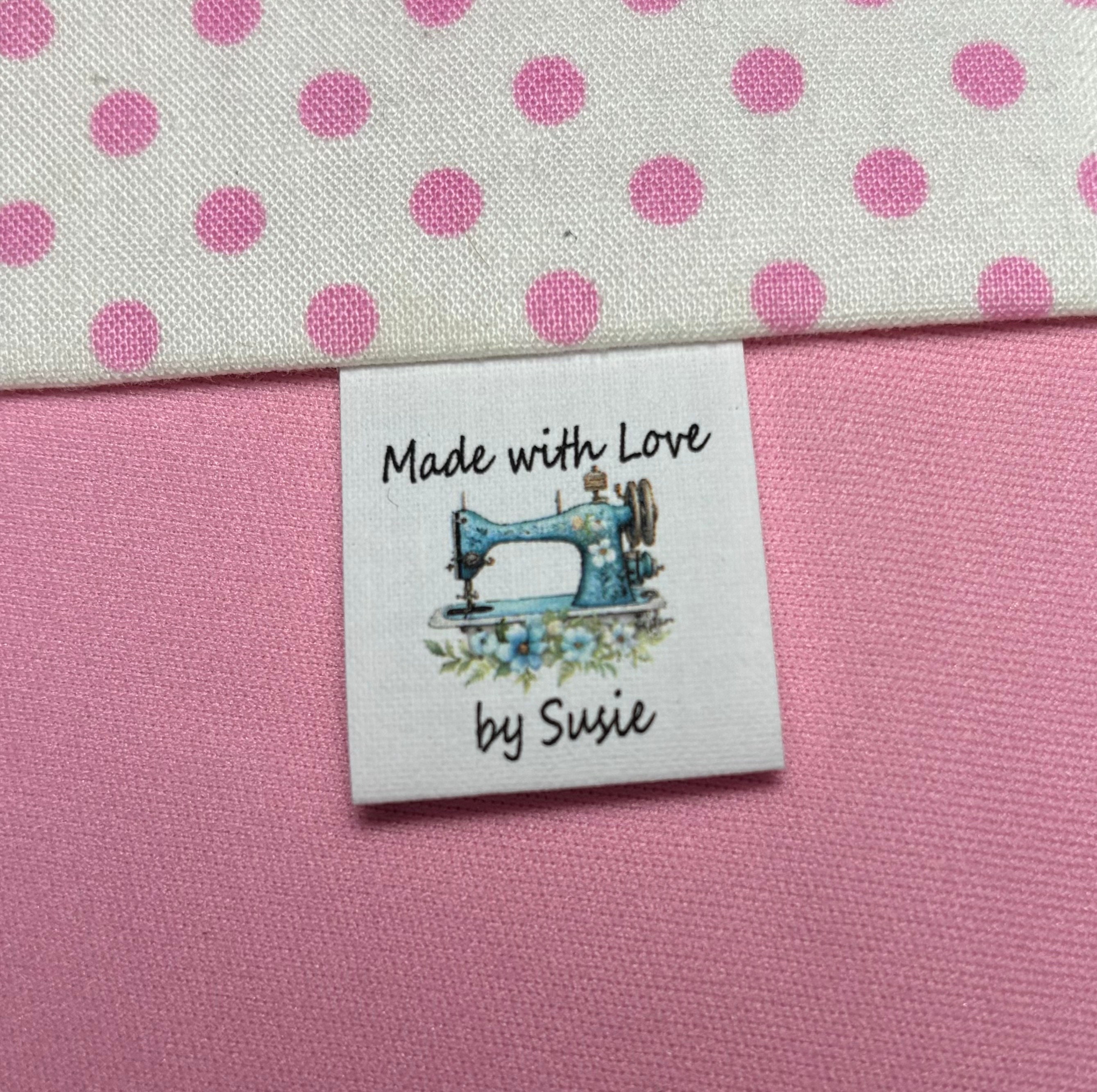 Custom Sewing Labels, Sewing Machine Graphic, White Cotton Loop Fold - Etsy