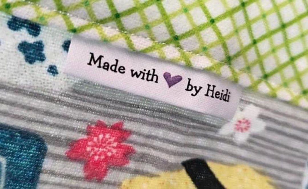 Custom Precut, Fray-less, Loop Fold Cotton Fabric Labels With Heart ...