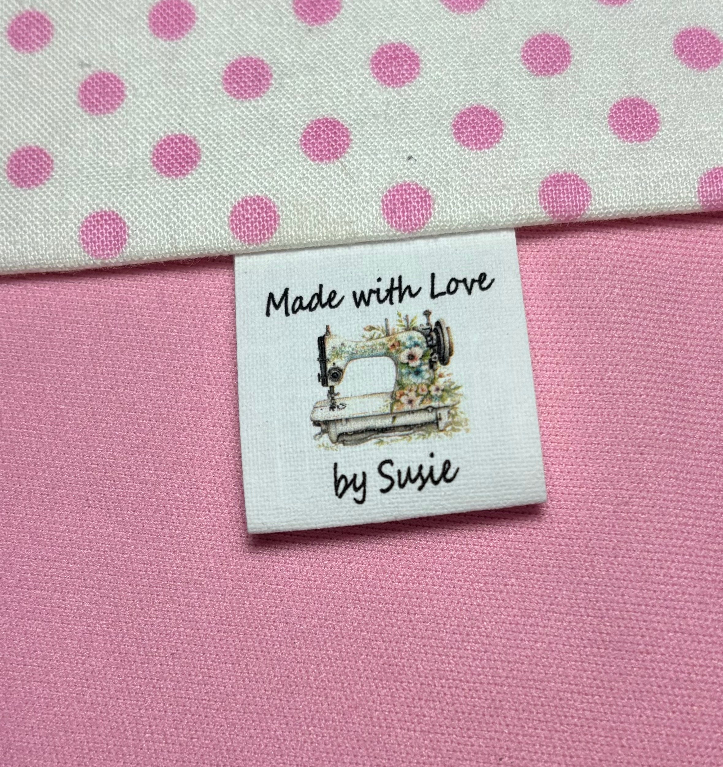 Custom Sewing Labels, Sewing Machine Graphic, White Cotton Loop Fold - Etsy