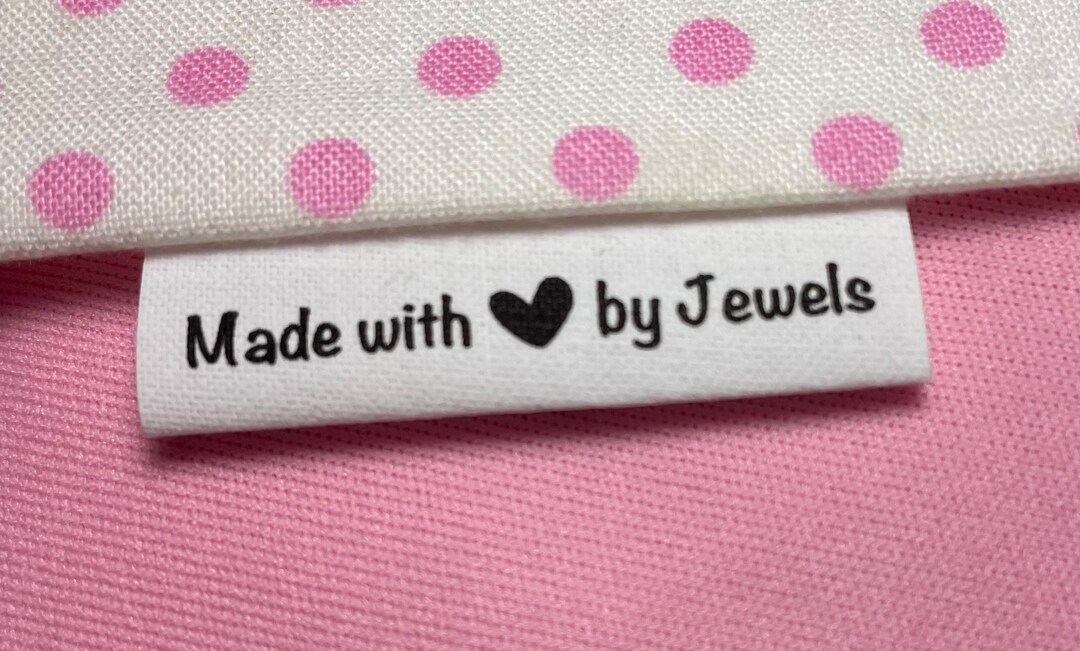 Custom Precut, Fray-less, Loop FOLD Cotton Fabric Labels With Heart ...