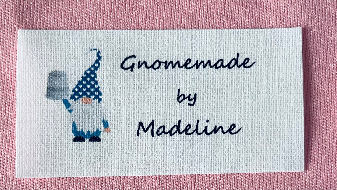 Custom Gnome, Precut Frayless IRON ON Cotton, Custom Sewing Tags/labels ...