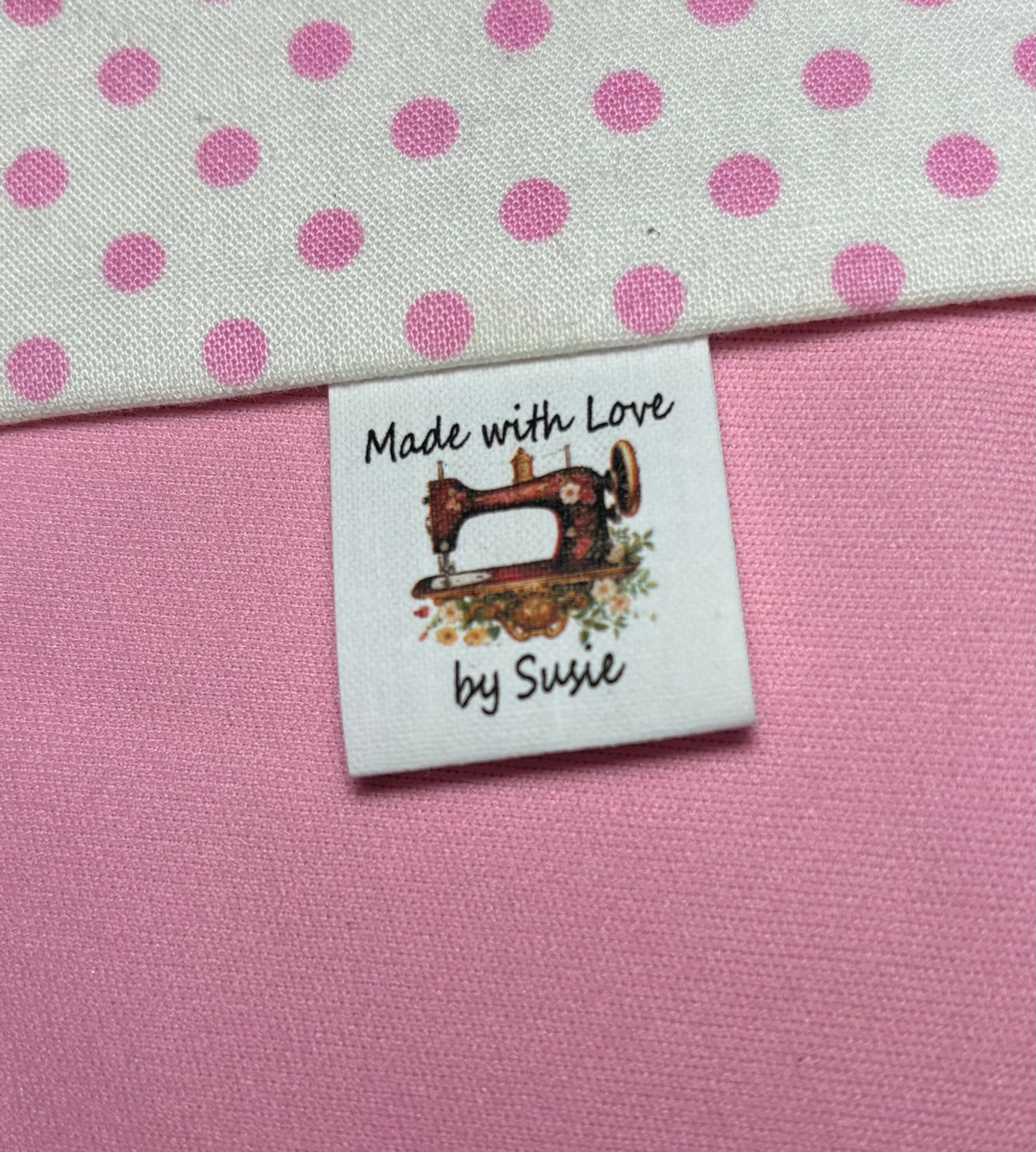 Custom Sewing Labels, Sewing Machine Graphic, White Cotton Loop Fold - Etsy