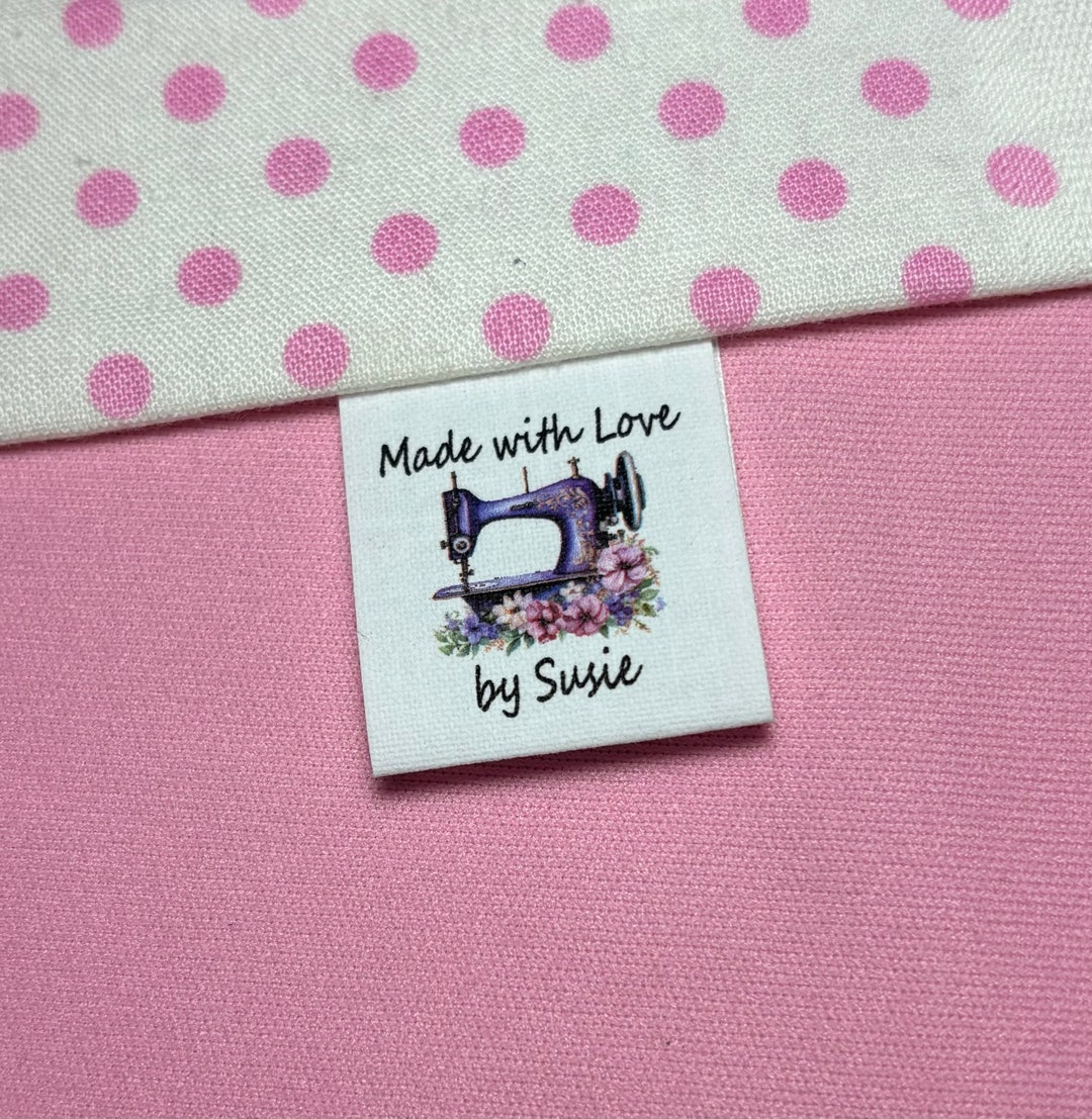 Custom Sewing Labels Precut Frayless Fabric Sew in Loop Fold, 2 Sided ...