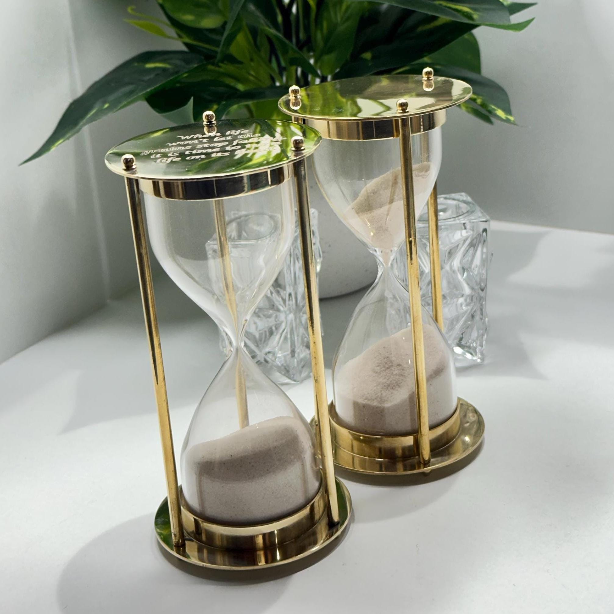 Personalized Brass Hourglass – 5 Minute Fillable Sand Timer, Wedding ...