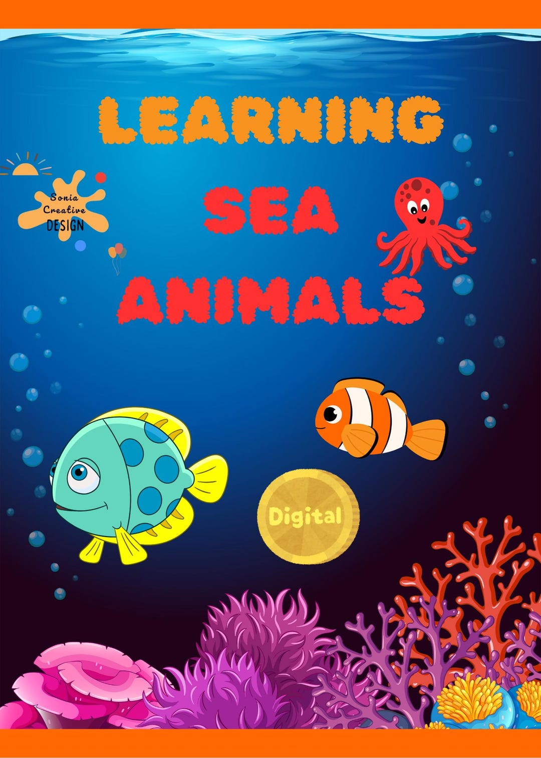 Learn Sea Animals Flash Cards, Montessori Educational Cards (digital ...