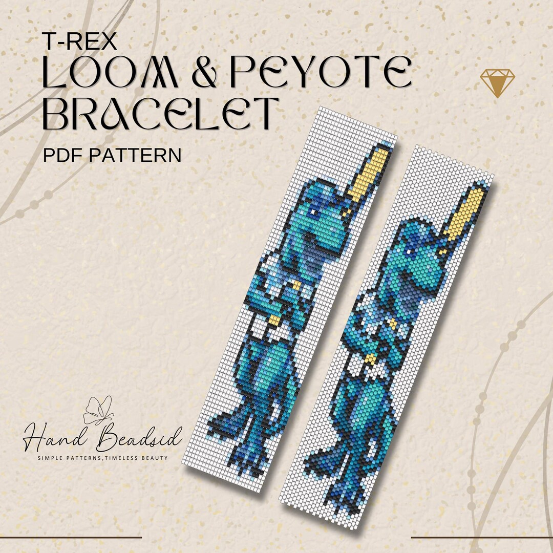 T-rex Beads Loom & Peyote Bracelet Pattern, Bead Pattern, Pattern ...