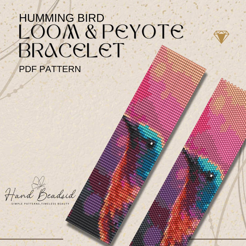 Hummingbird Beads Loom & Peyote Bracelet Pattern, Bead Pattern, Pattern ...