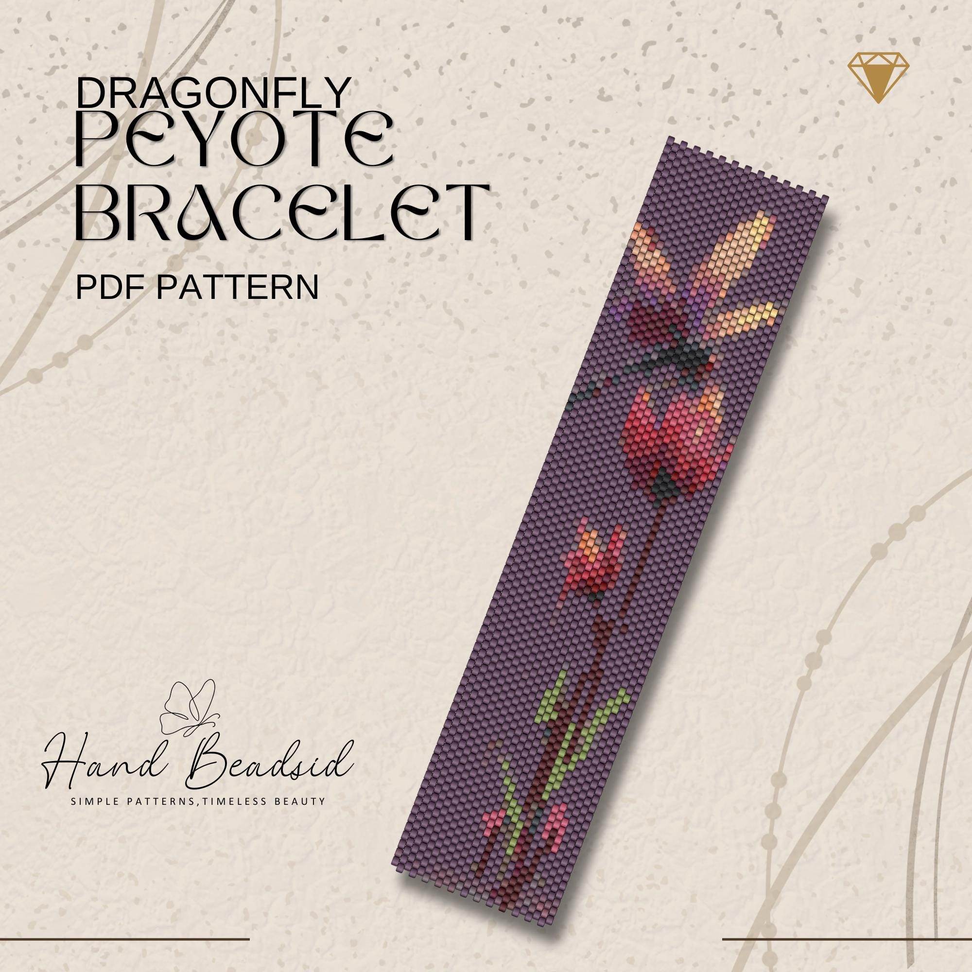 Dragonfly Beads Loom & Peyote Bracelet Pattern, Bead Pattern, Pattern ...