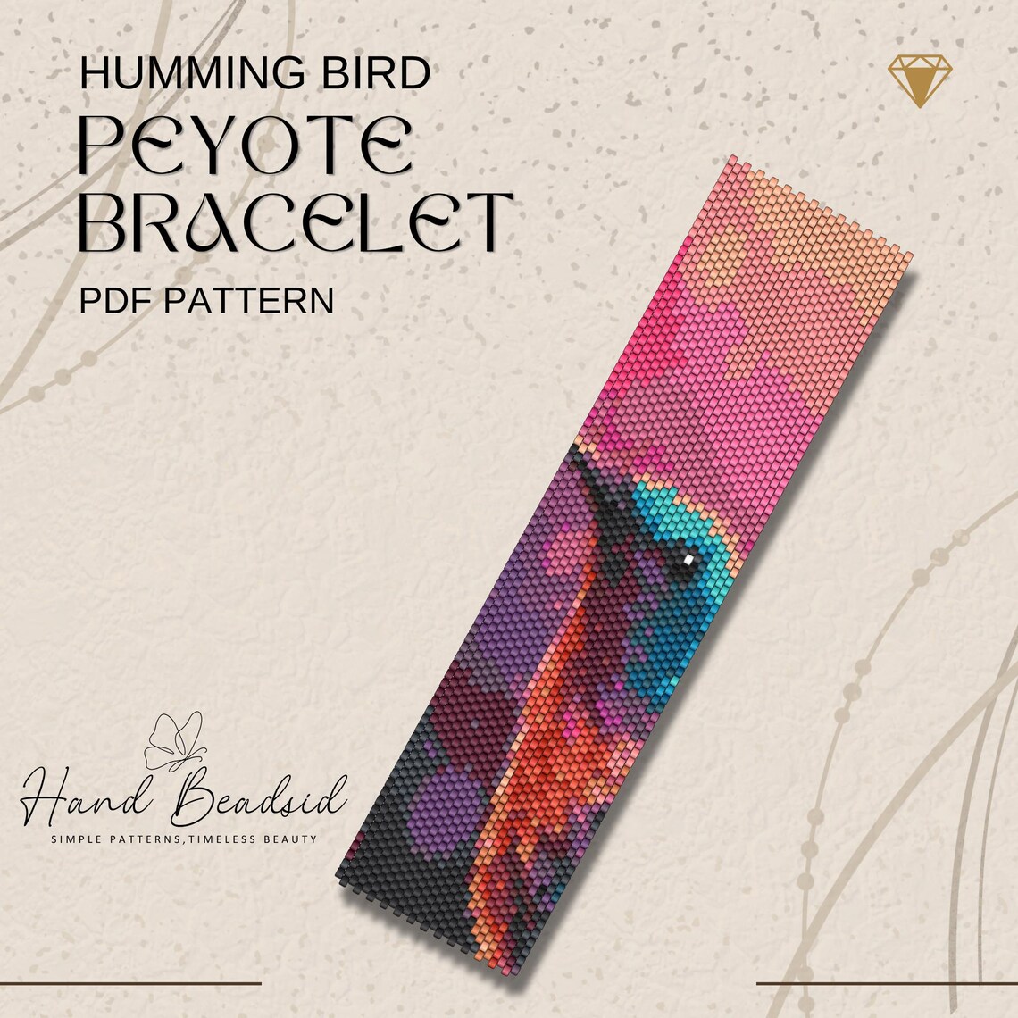 Hummingbird Beads Loom & Peyote Bracelet Pattern, Bead Pattern, Pattern ...
