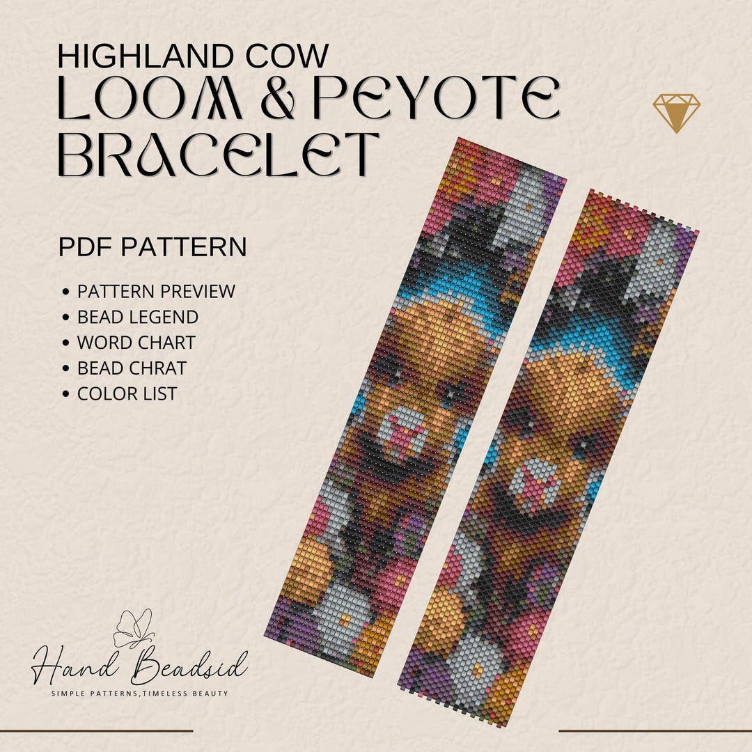 Highland Cow Beads Loom & Peyote Bracelet Pattern, Bead Pattern ...